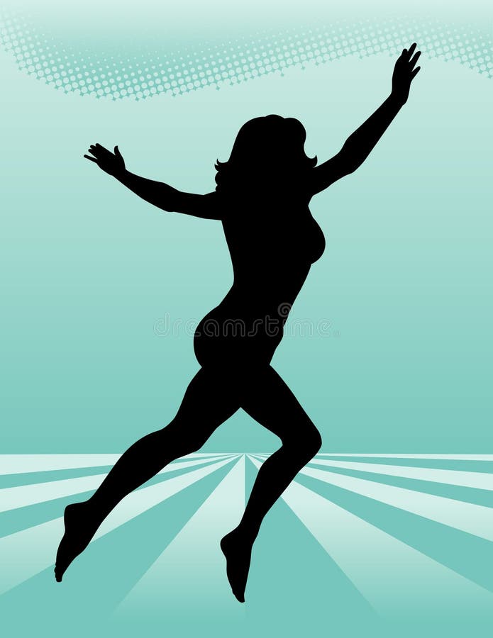Silhouette Teen Girl Jumping Stock Illustration - Illustration of ...