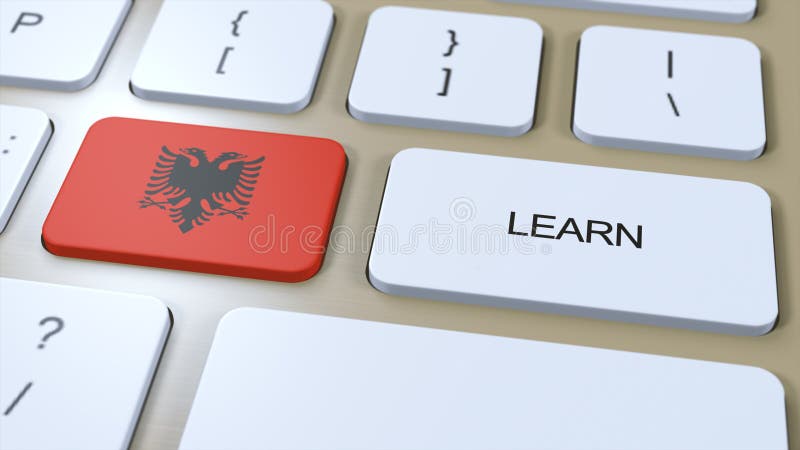 Learn Albanian Language Concept. Online Study Courses. Button with Text ...