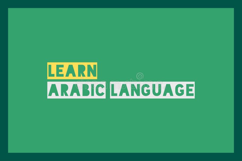 Learn Arabic Language Typography on Green Background.Â Stock Vector ...