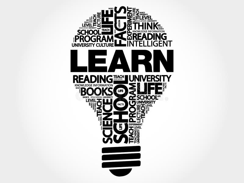 LEARN bulb word cloud stock illustration. Illustration of graphic ...