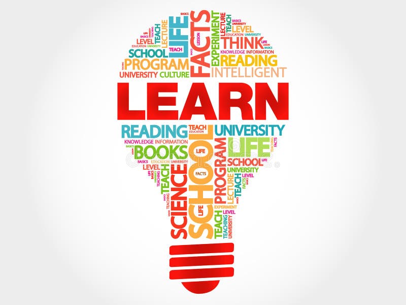 LEARN bulb word cloud stock illustration. Illustration of dictionary ...