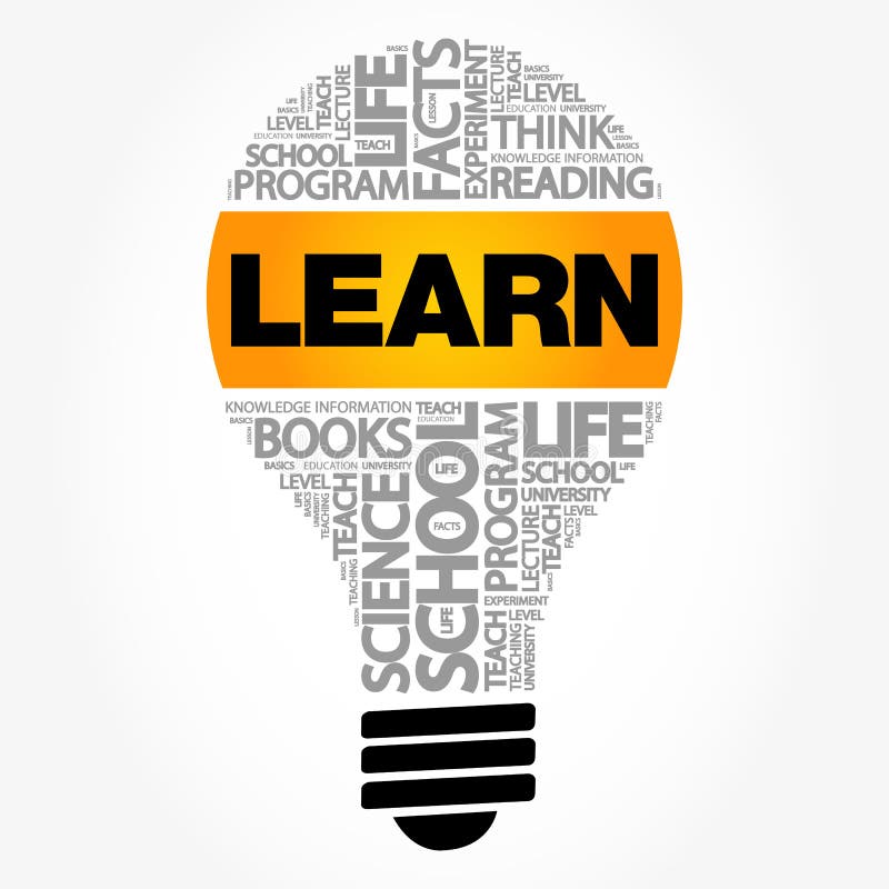LEARN bulb word cloud stock illustration. Illustration of information ...