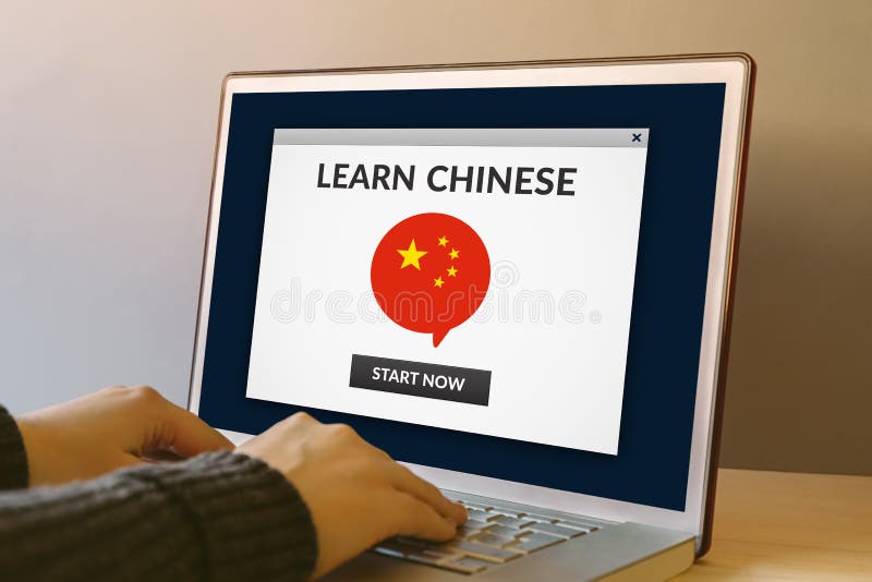 Learn Chinese Concept on Laptop Computer Screen Stock Image - Image of ...