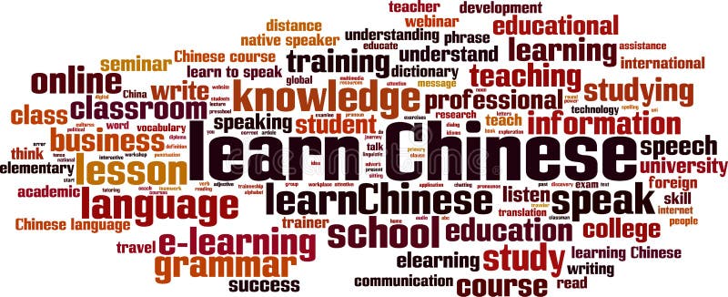 Learn Chinese word cloud stock vector. Illustration of vector - 160498060