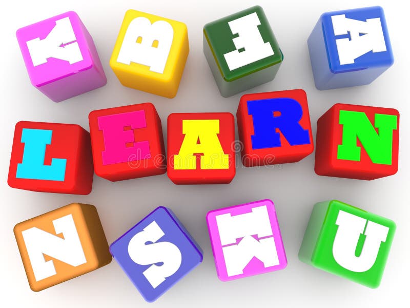 Learn Concept on Colored Cubes Stock Illustration - Illustration of ...