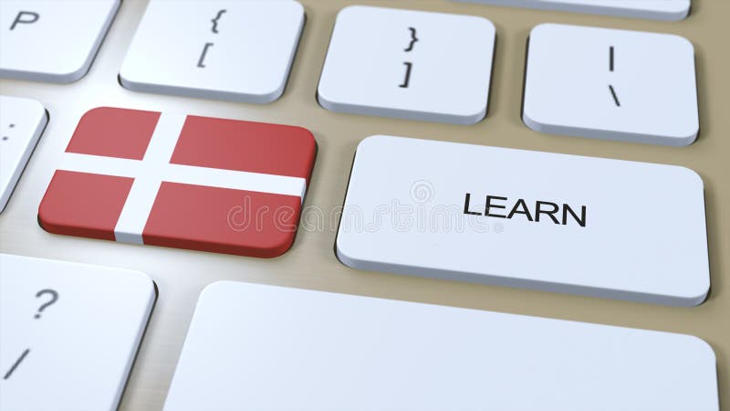 Learn Danish Language Concept. Online Study Courses. Button with Text ...