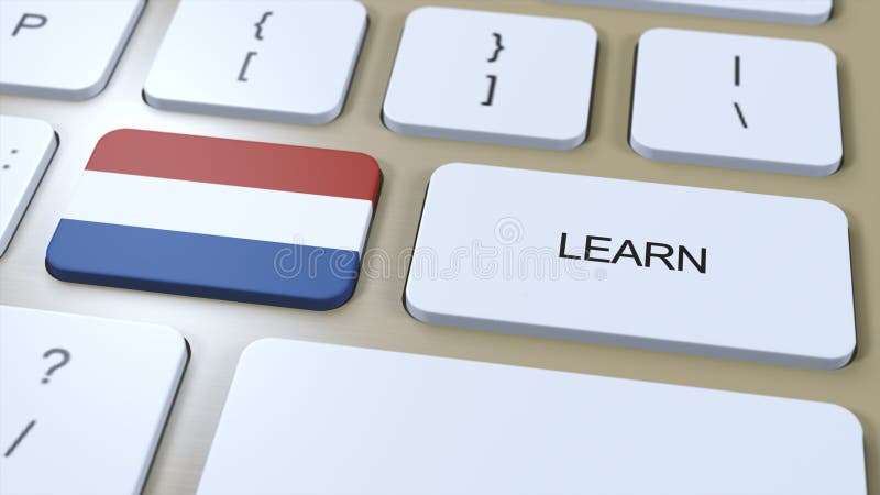 Learn Dutch Language Concept. Online Study Courses. Button with Text on ...