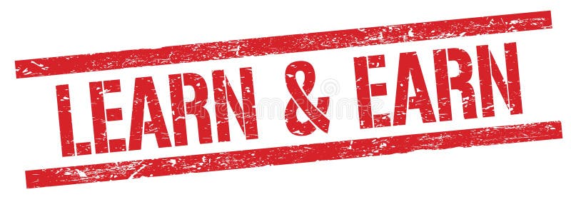 LEARN & EARN Text on Red Grungy Rectangle Stamp Stock Illustration ...