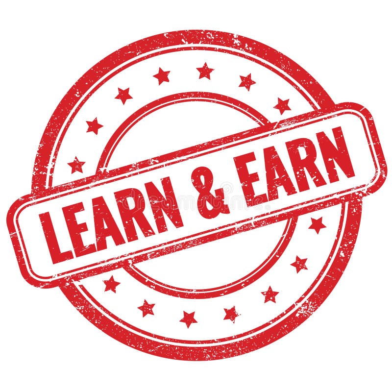 LEARN & EARN Text on Red Grungy Round Rubber Stamp Stock Illustration ...