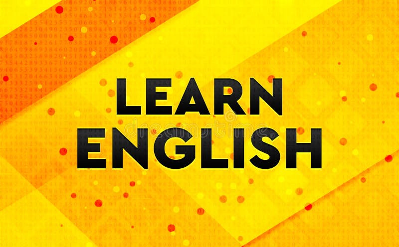Learn English Abstract Digital Banner Yellow Background Stock ...