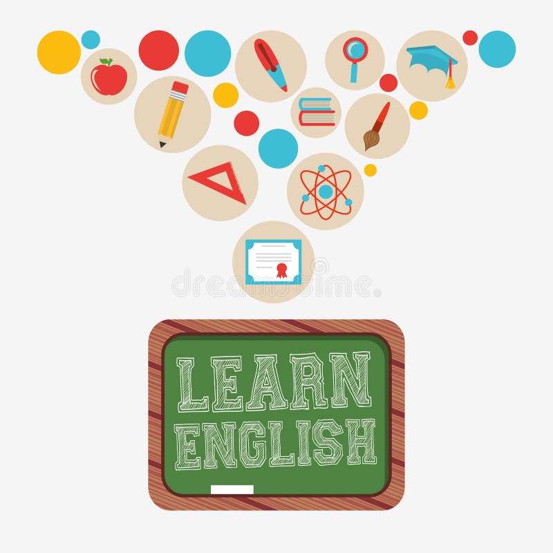 Learn english design stock illustration. Illustration of information ...
