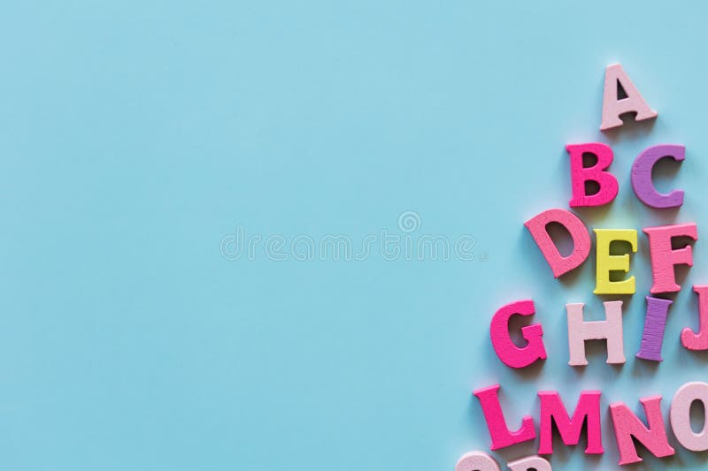 Learn English Language. Alphabet Abc Letters on Blue Background Stock ...
