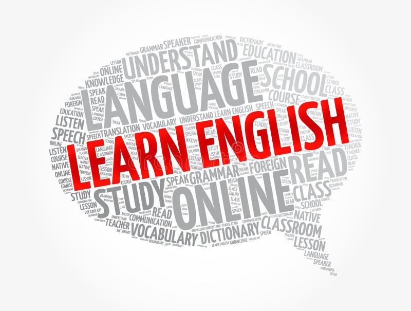 Learn English Message Bubble Word Cloud Collage, Education Concept ...