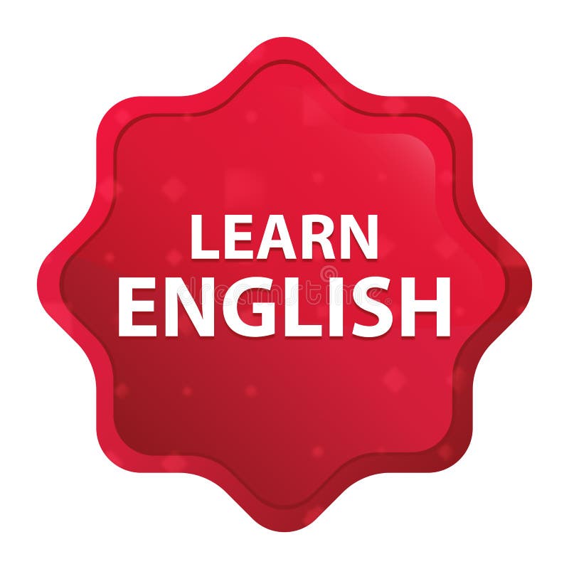 Learn English Misty Rose Red Starburst Sticker Button Stock ...