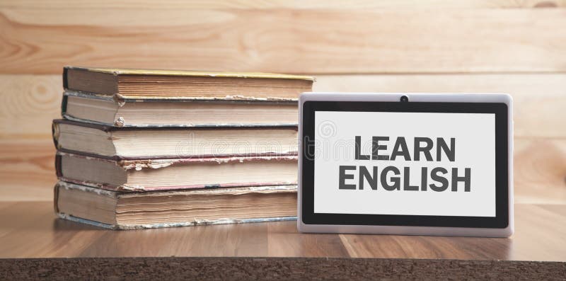 Learn English Text in Tablet Screen Stock Photo - Image of online ...