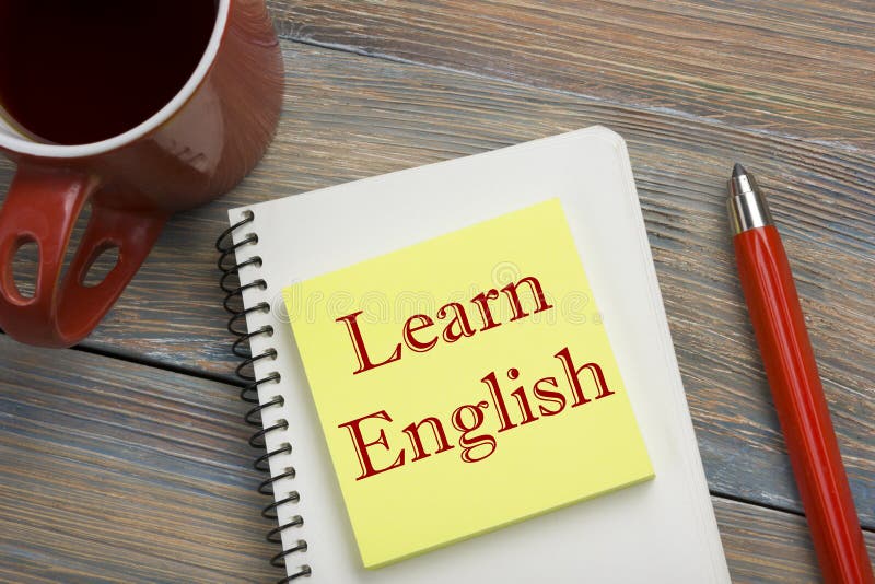 Learn English Text Written on Notebook Page, Red Pencil and Coffee Cup ...