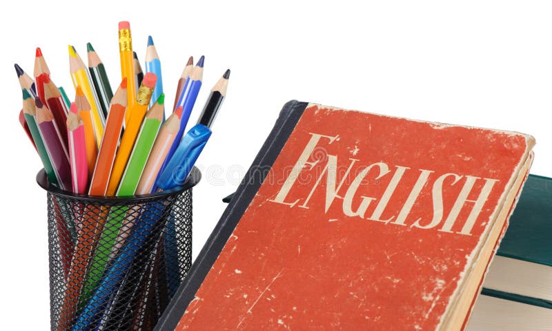 Learn English, Textbook and Pencils Isolated Stock Image - Image of ...