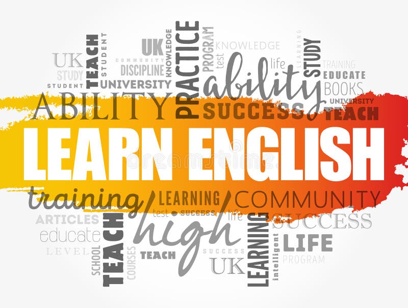 Learn English Word Cloud Collage, Education Concept Stock Illustration ...