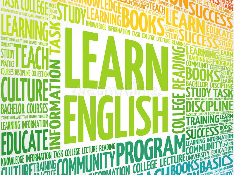 Learn English word cloud stock illustration. Illustration of collage ...