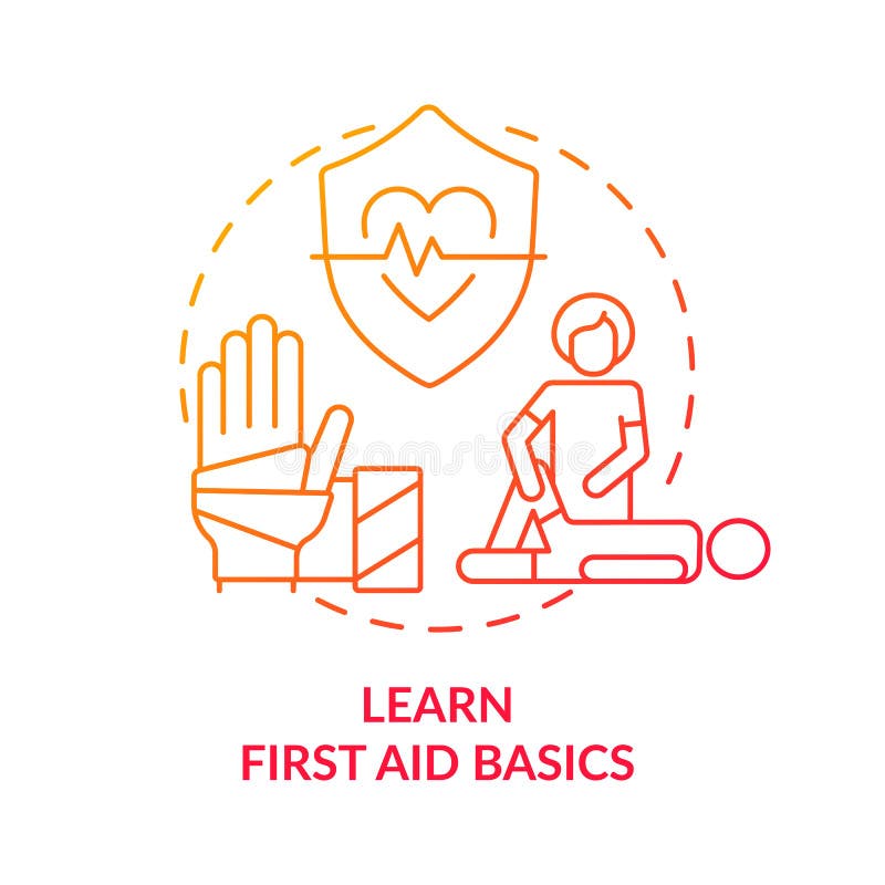 Learn First Aid Basics Red Gradient Concept Icon Stock Vector ...