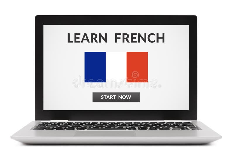 Learn French Concept on Laptop Computer Screen Stock Illustration ...