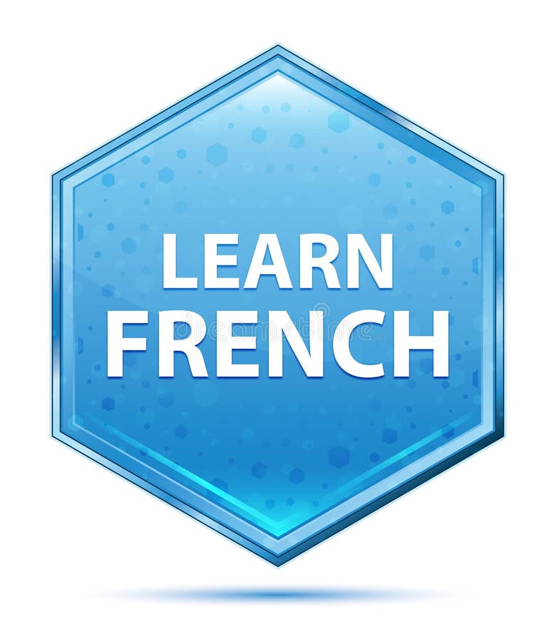 Learn French Crystal Blue Hexagon Button Stock Illustration ...