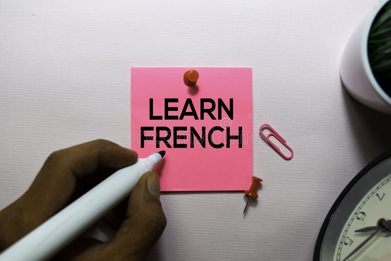 Learn French Text on Sticky Notes on Office Desk Stock Image - Image of ...