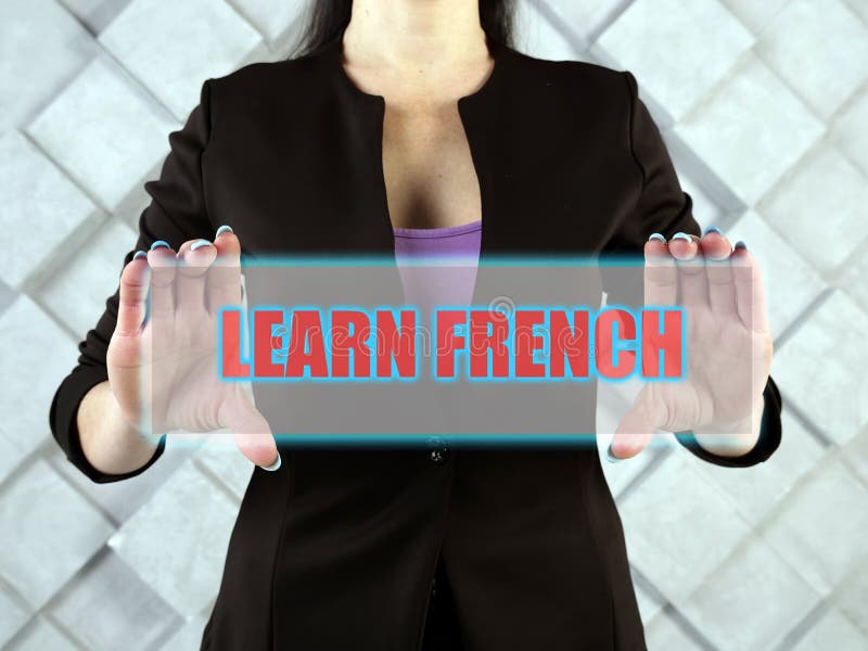 LEARN FRENCH Text in Virtual Screen Stock Photo - Image of french ...
