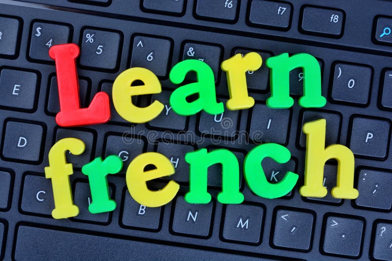 Learn French Words on Computer Keyboard Stock Photo - Image of ...