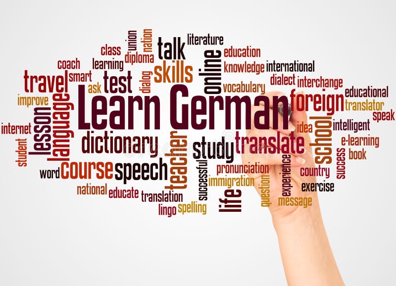 Learn German Word Cloud and Hand with Marker Concept Stock Photo ...