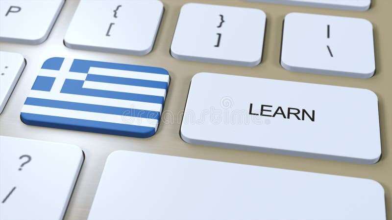 Learn Greek Language Concept. Online Study Courses. Button with Text on ...