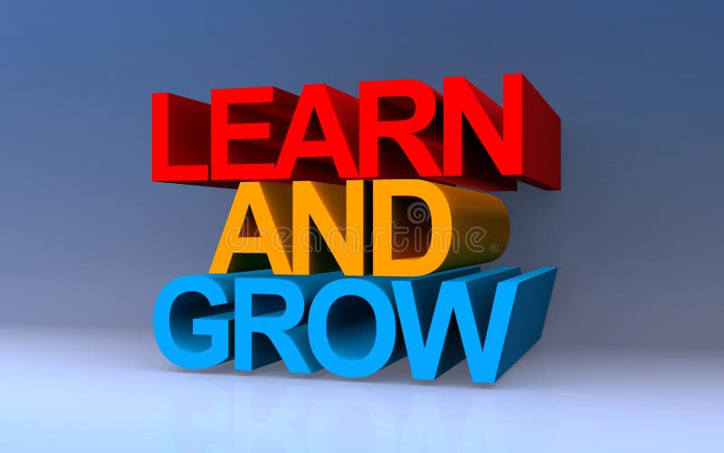 Learn and grow on blue stock illustration. Illustration of concept ...