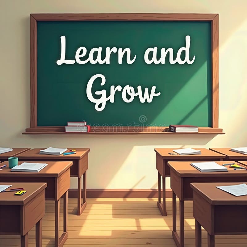 Learn and Grow Classroom stock illustration. Illustration of teaching ...