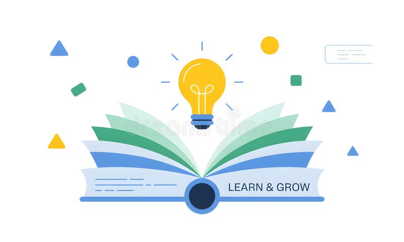 Learn & Grow: Knowledge Illumination Stock Illustration - Illustration ...