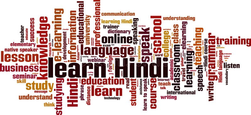 Learn Hindi word cloud stock vector. Illustration of class - 171255569