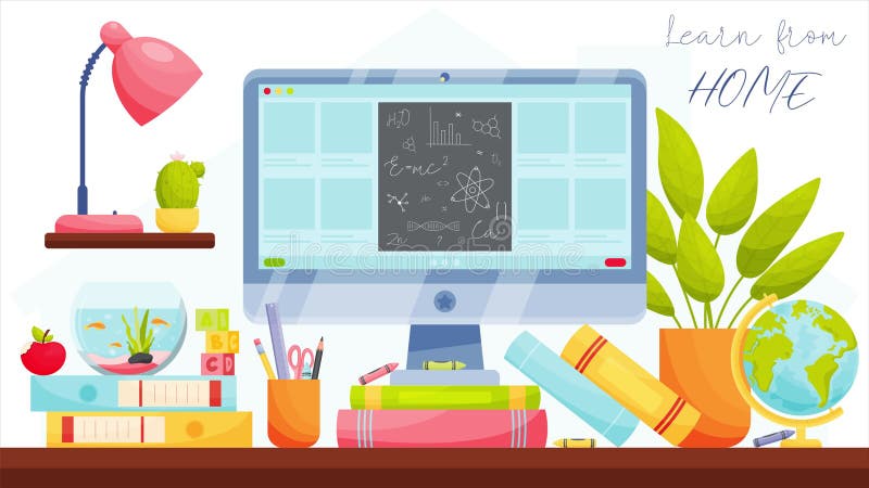 Learn from Home Concept, Remote Education. Vector Animation Stock ...