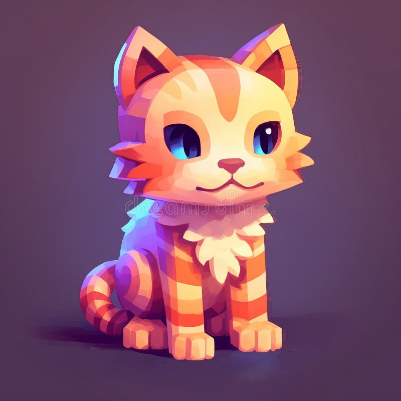Creating a Cute Cat Character in Minecraft with Pixel Art Stock ...