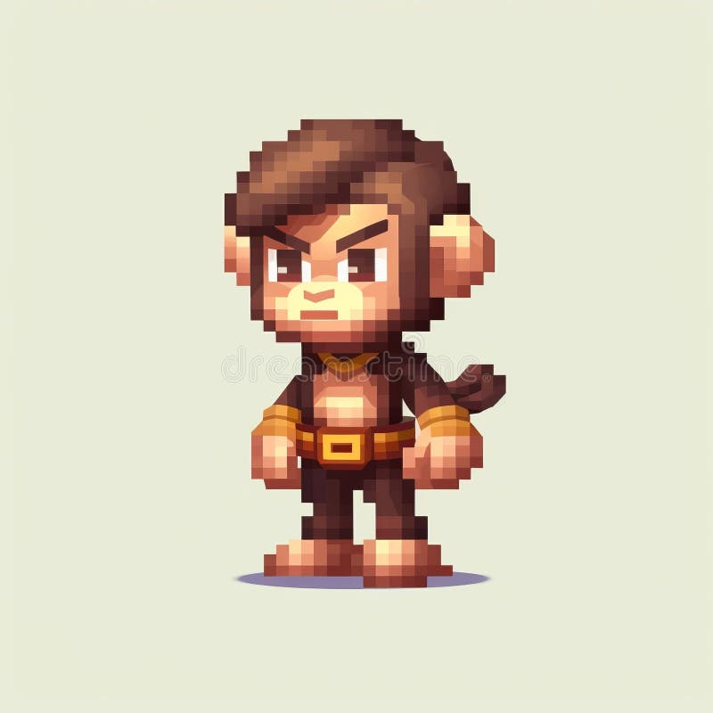 Pixel Monkey: Cute Minecraft Character in 2d Game Art Style Stock ...