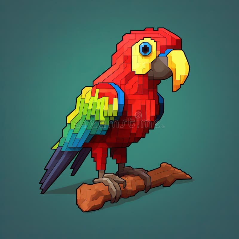 Create a Cute Parrot Character in Minecraft with Pixel Art Stock ...