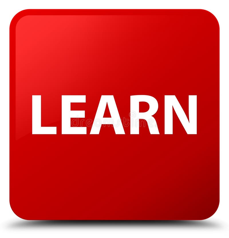 Learn red square button stock illustration. Illustration of elearning ...