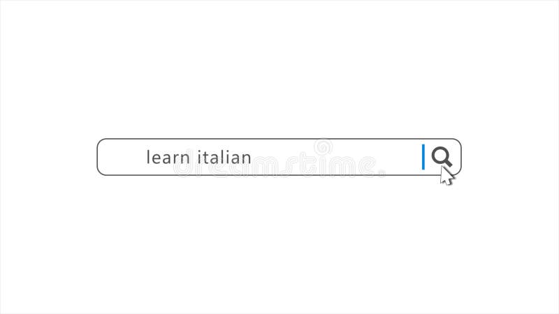Learn Italian in Search Animation. Internet Browser Searching Stock ...