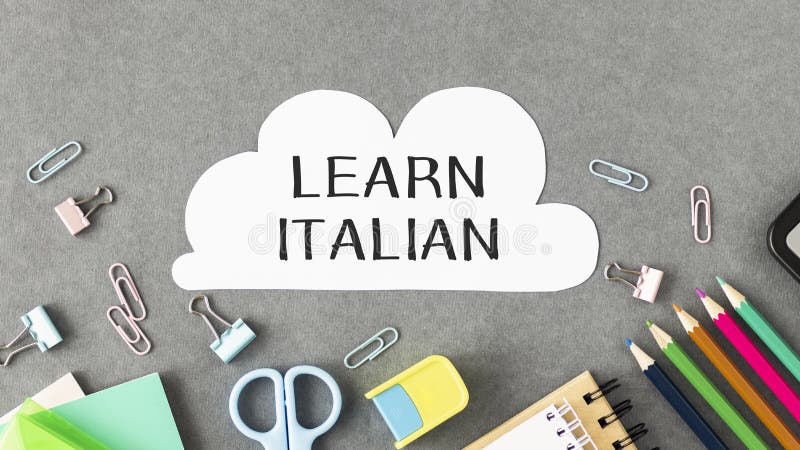 Learn Italian Text Written on a Paper with Pencils Stock Photo - Image ...