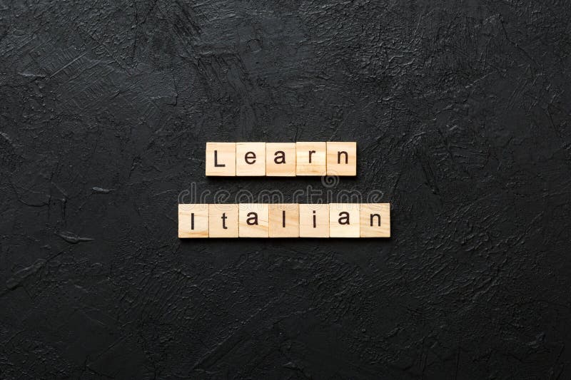 Learn Italian Word Written Wood Block Text Table Concept Stock Photos ...