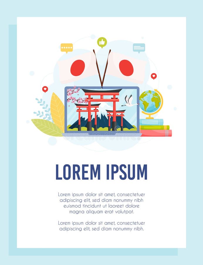 Learn about Japan Concept. Flyer Template Stock Vector - Illustration ...