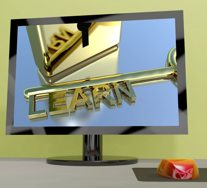 Learn Key on Computer Screen Showing Online Education Stock Photo ...