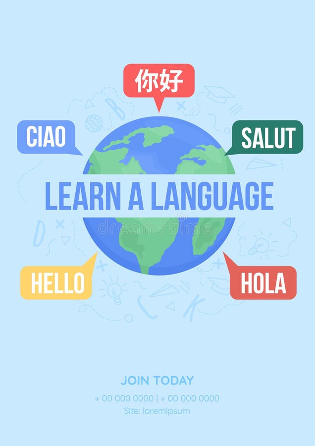 Learn Language Flat Vector Banner Template Stock Vector - Illustration ...