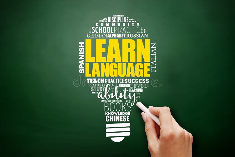 Language Light Bulb Word Cloud Collage Stock Image - Image of business ...