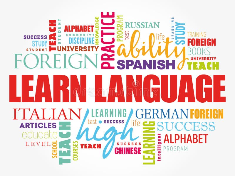 Learn Language word cloud stock illustration. Illustration of ...