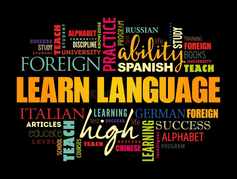 Learn Language Word Cloud, Education Concept Stock Illustration ...