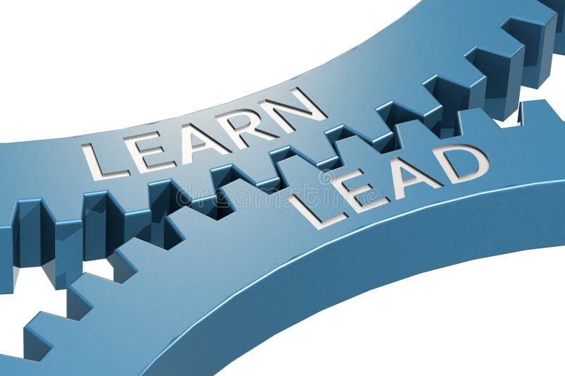 Learn and Lead with Blue Gear Stock Illustration - Illustration of ...